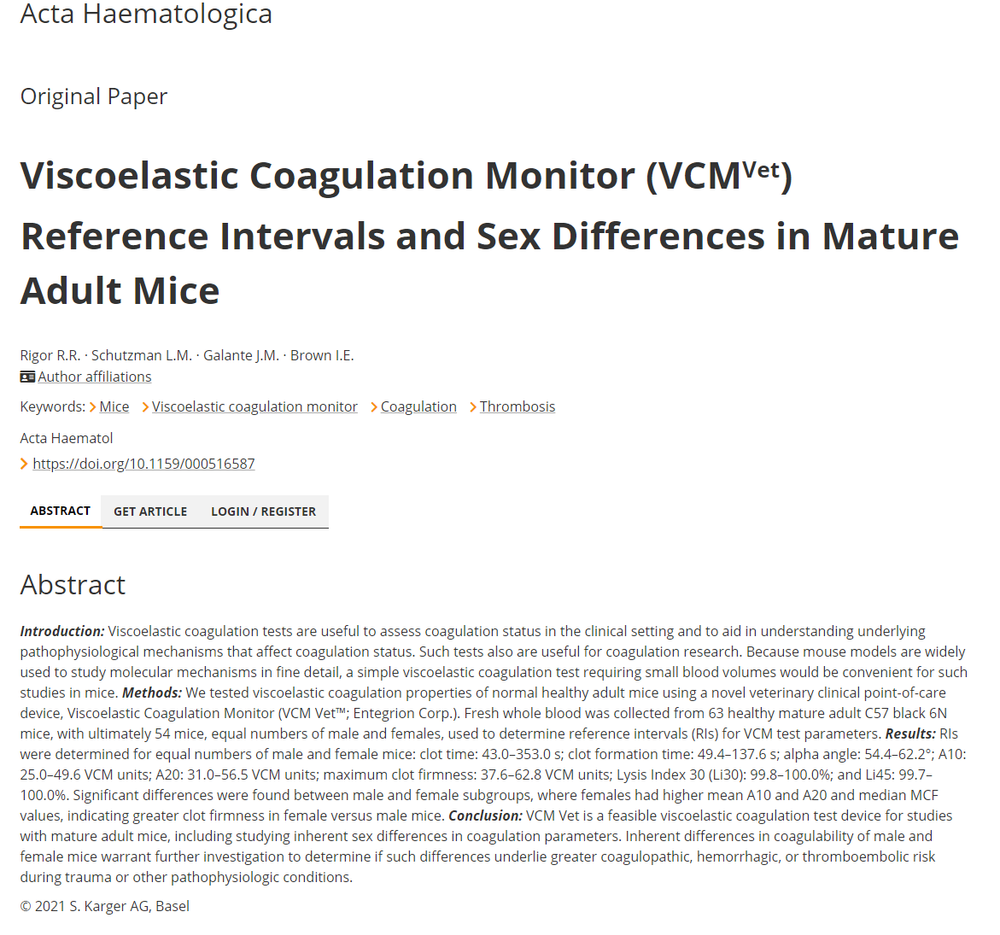 Studies — Entegrion VCM Vet™