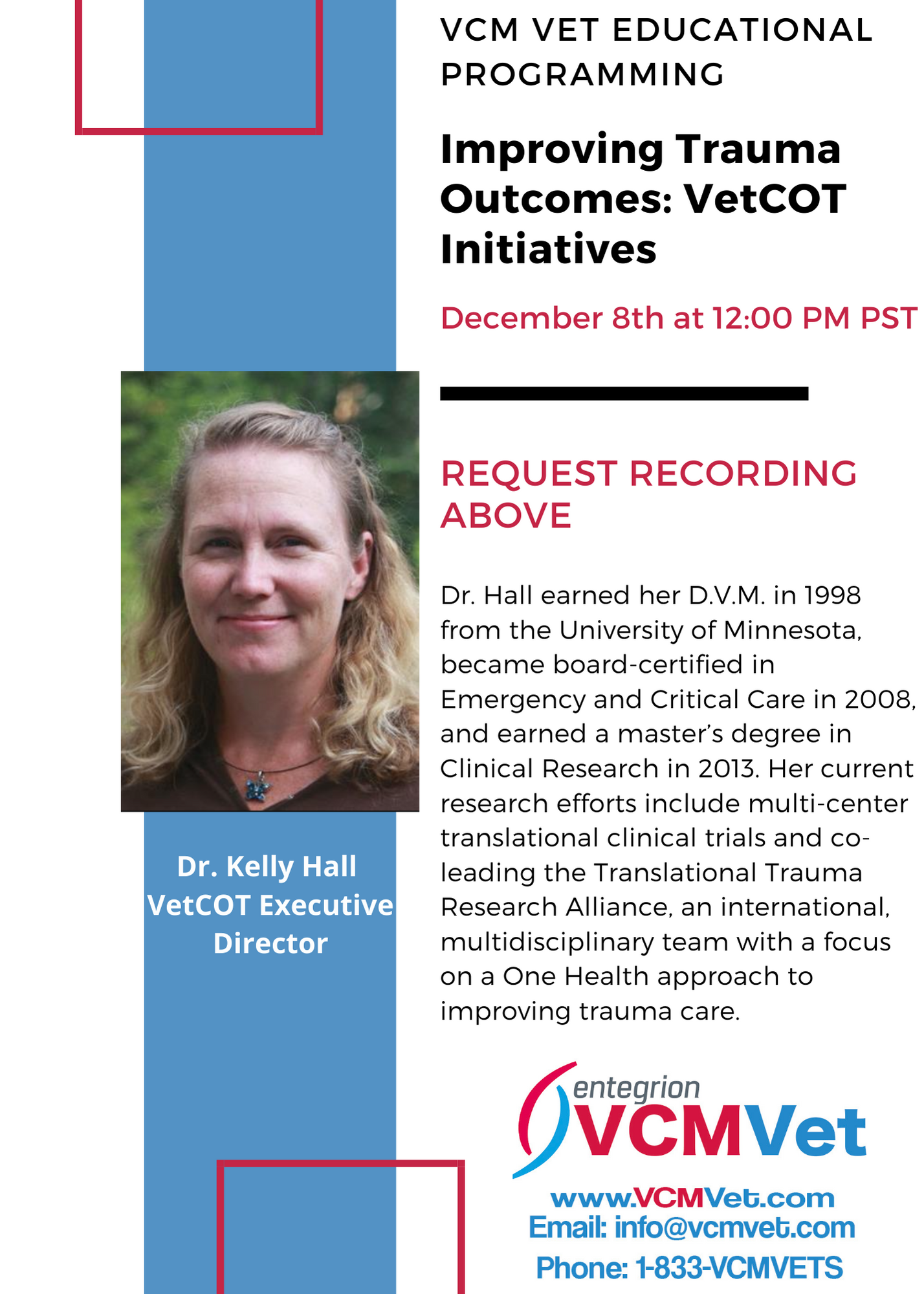 Educational Programming — Entegrion VCM Vet™