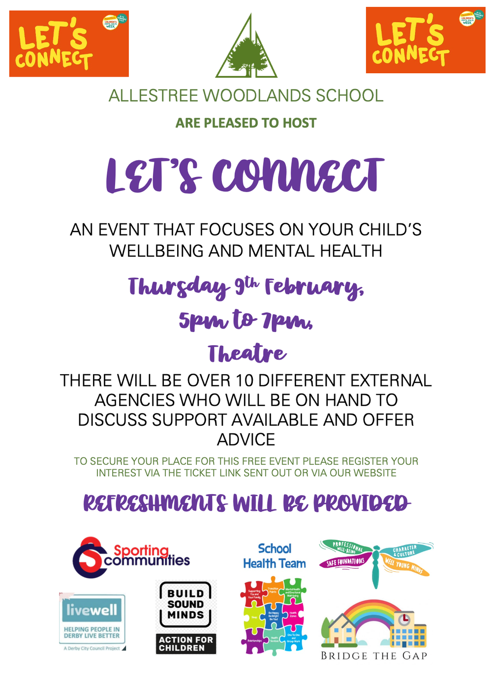 Let's Connect Wellbeing Event | - Allestree Woodlands School