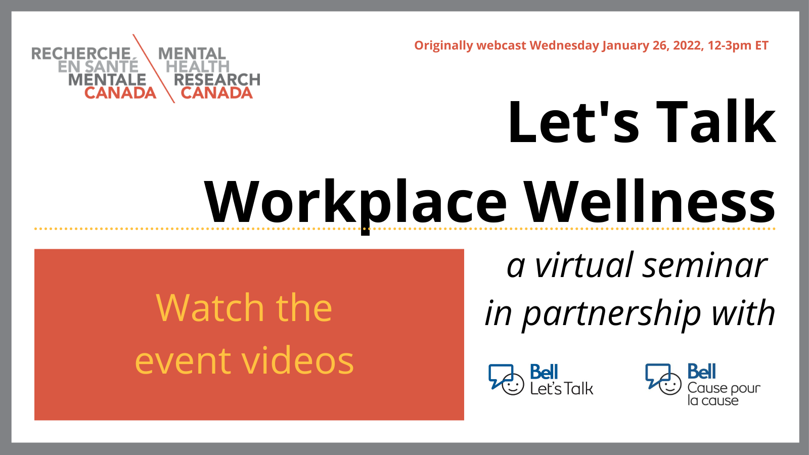 Let's Talk Workplace Wellness on Bell Let's Talk Day — Mental Health ...