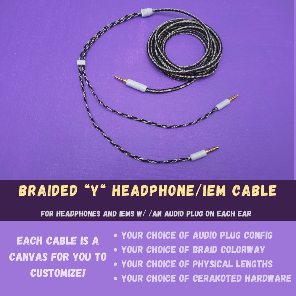 Custom Braided IEM & Headphone "Y" Cables for IEM and other audio ...