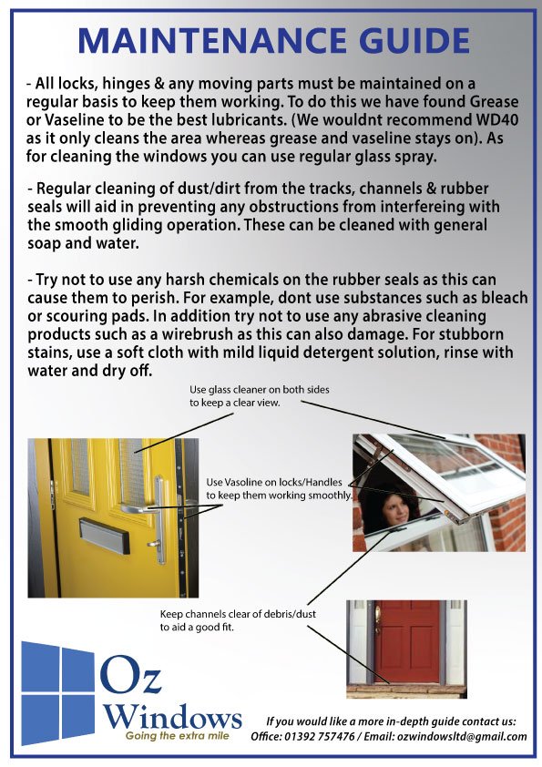 Maintenance & Advice — Oz Windows Ltd