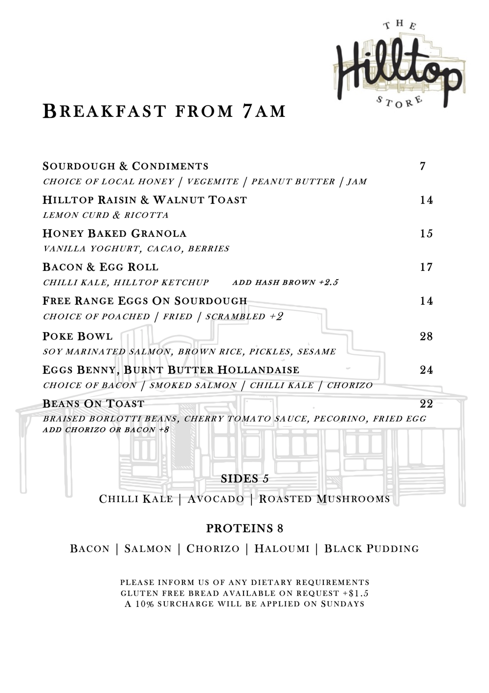 Menu - The Hilltop Store