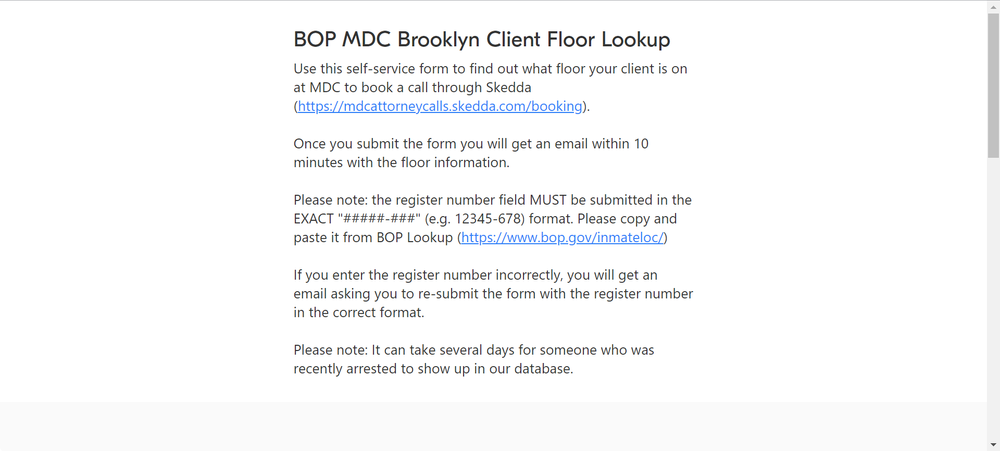 MDC Booking Process — Federal Defenders of New York