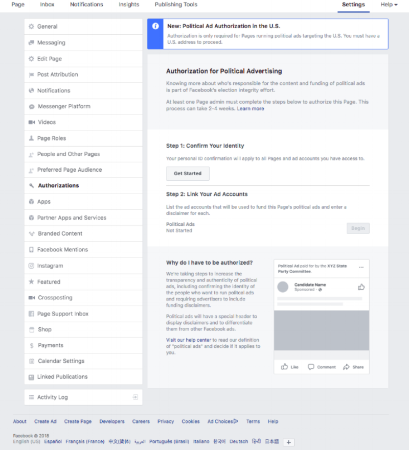How to get authorized to run political ads on Facebook — Swayed