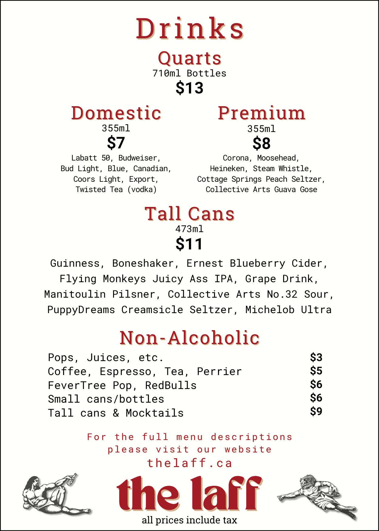 Menu — The Laff | Château Lafayette | Ottawa's Oldest Tavern, Est. 1849