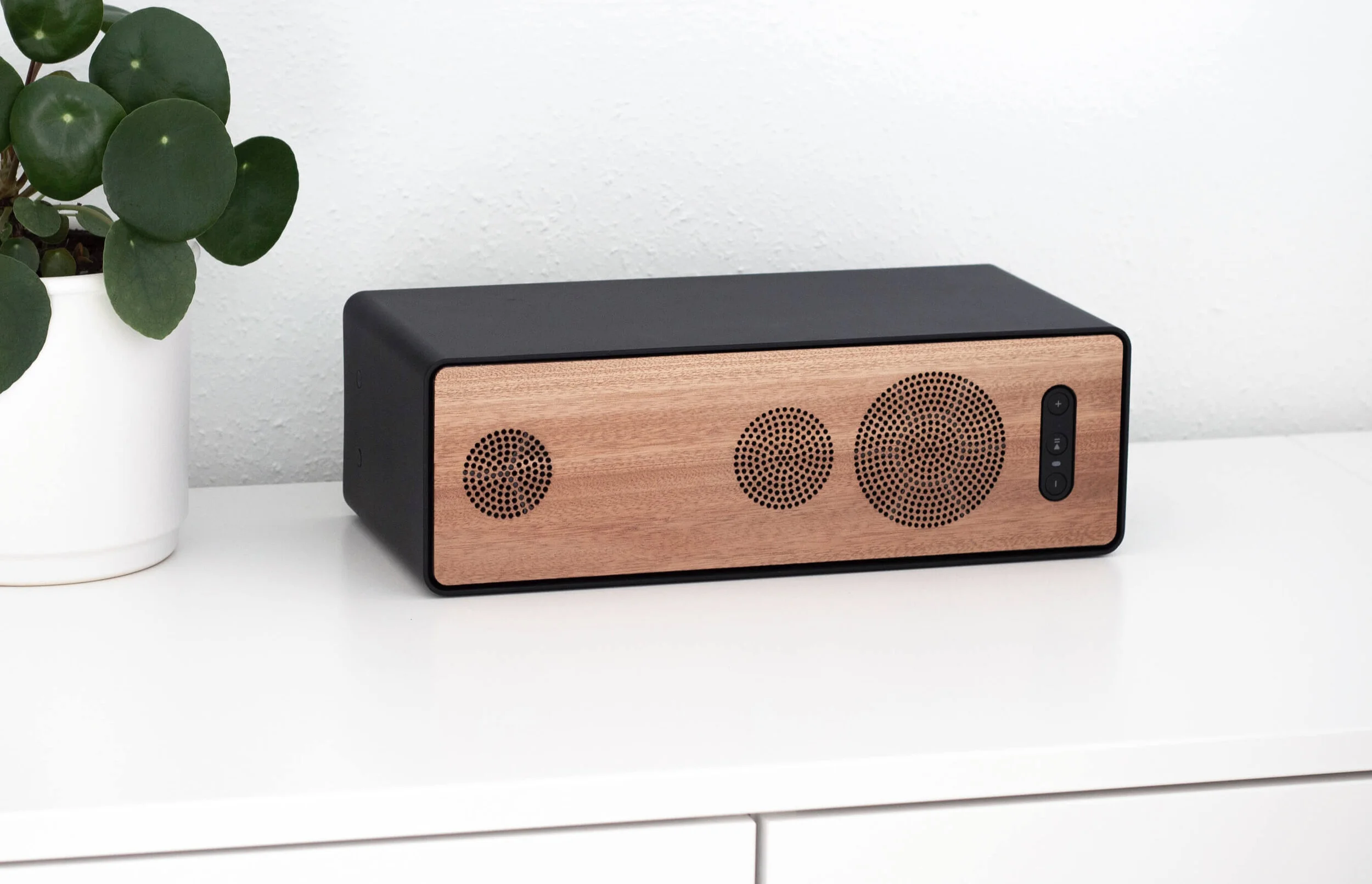 Mahogany wood front for IKEA Symfonisk — Unisk