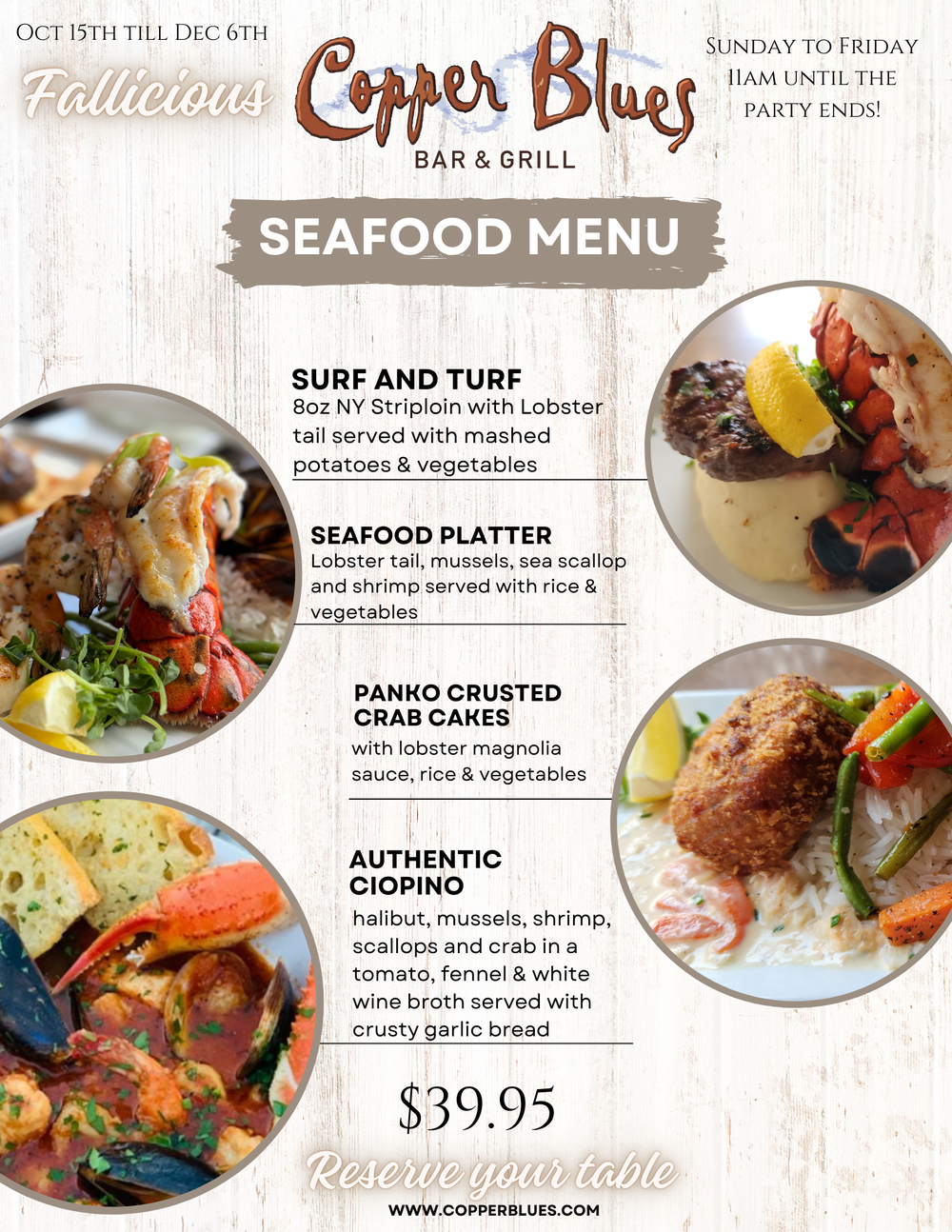 Feature Menu — Copper Blues Bar & Grill