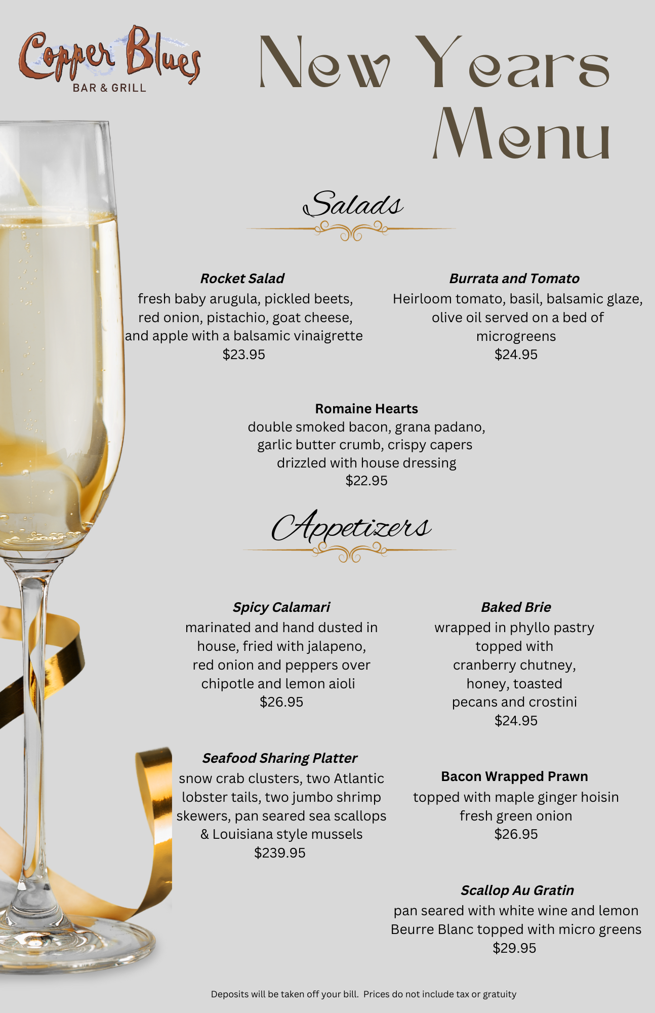 NYE Menu 2022-23 — Copper Blues Bar & Grill
