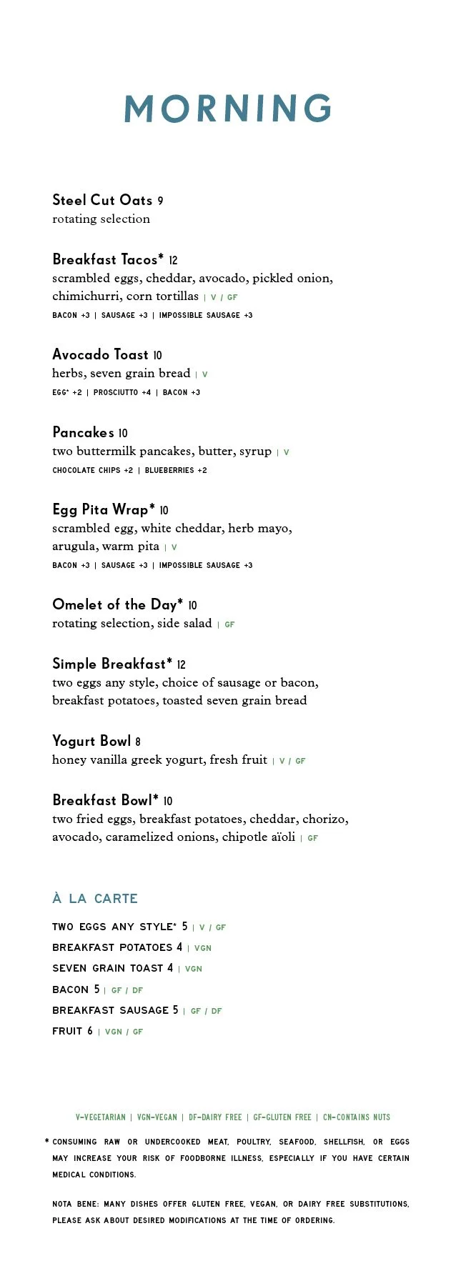 Charlottesville Menu | Common House