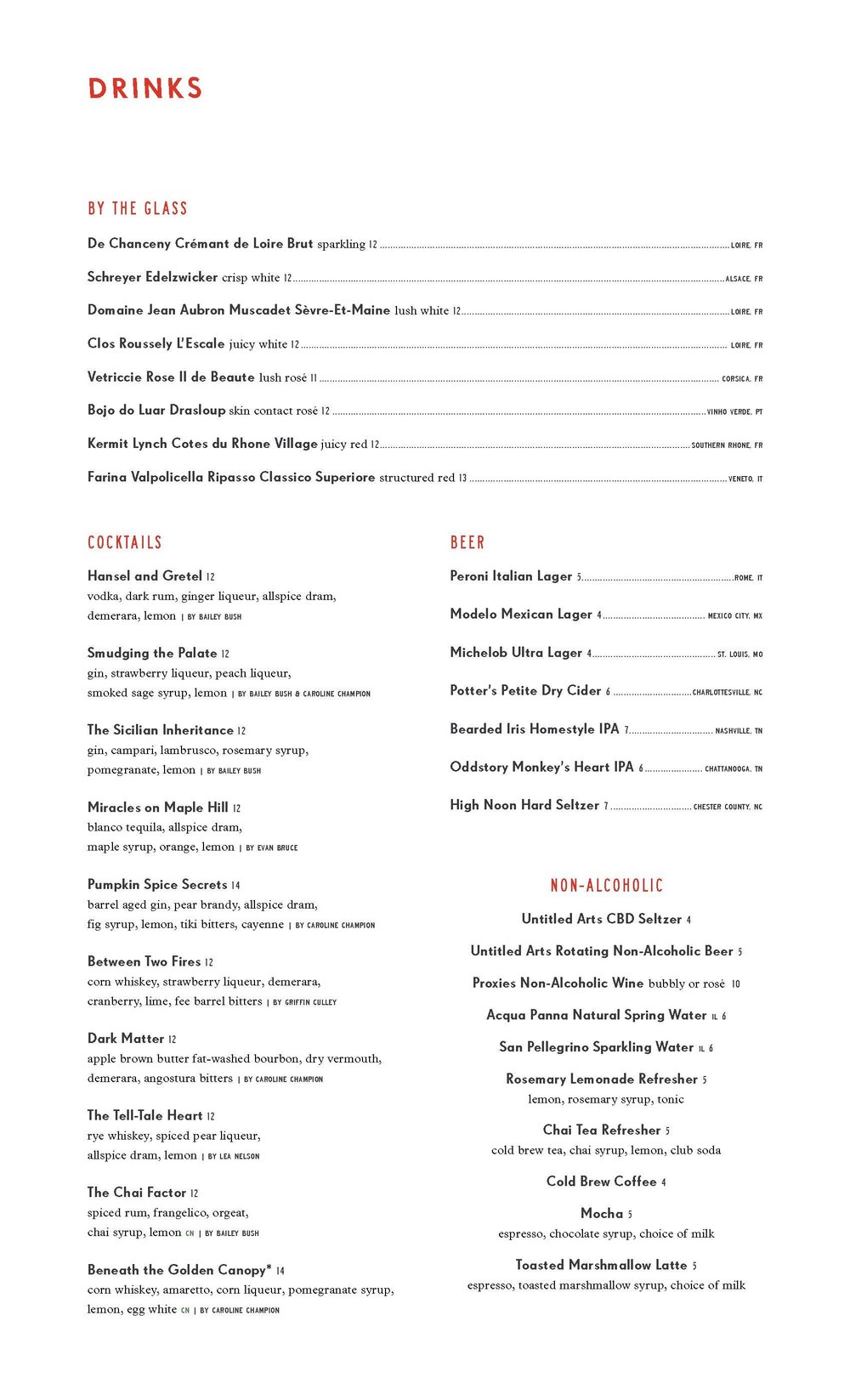 Chattanooga Menu | Common House
