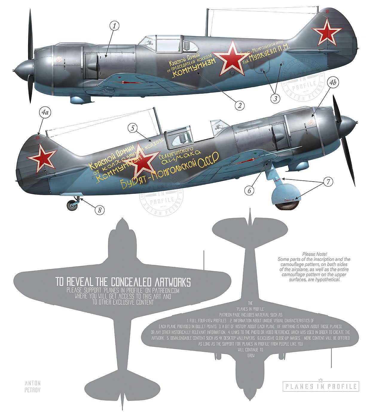 Lavochkin, La-5F (Type-37), Munkuev's Gift — Planes in Profile