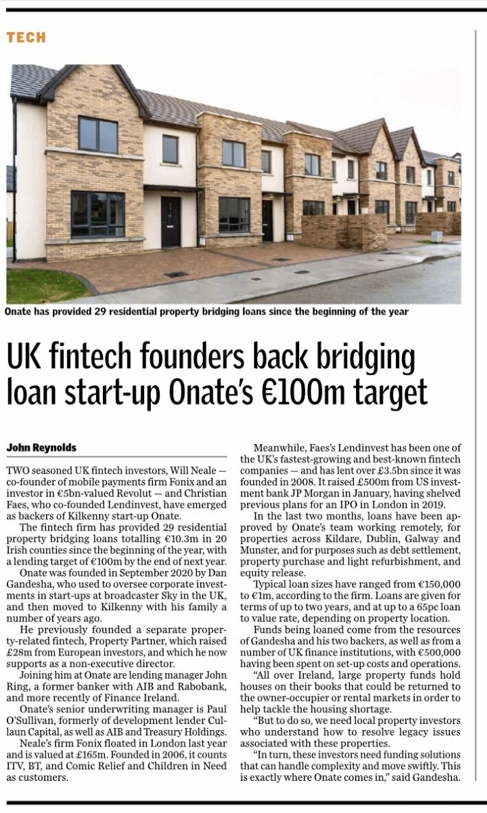 In The Media: The Sunday Independent — Onate