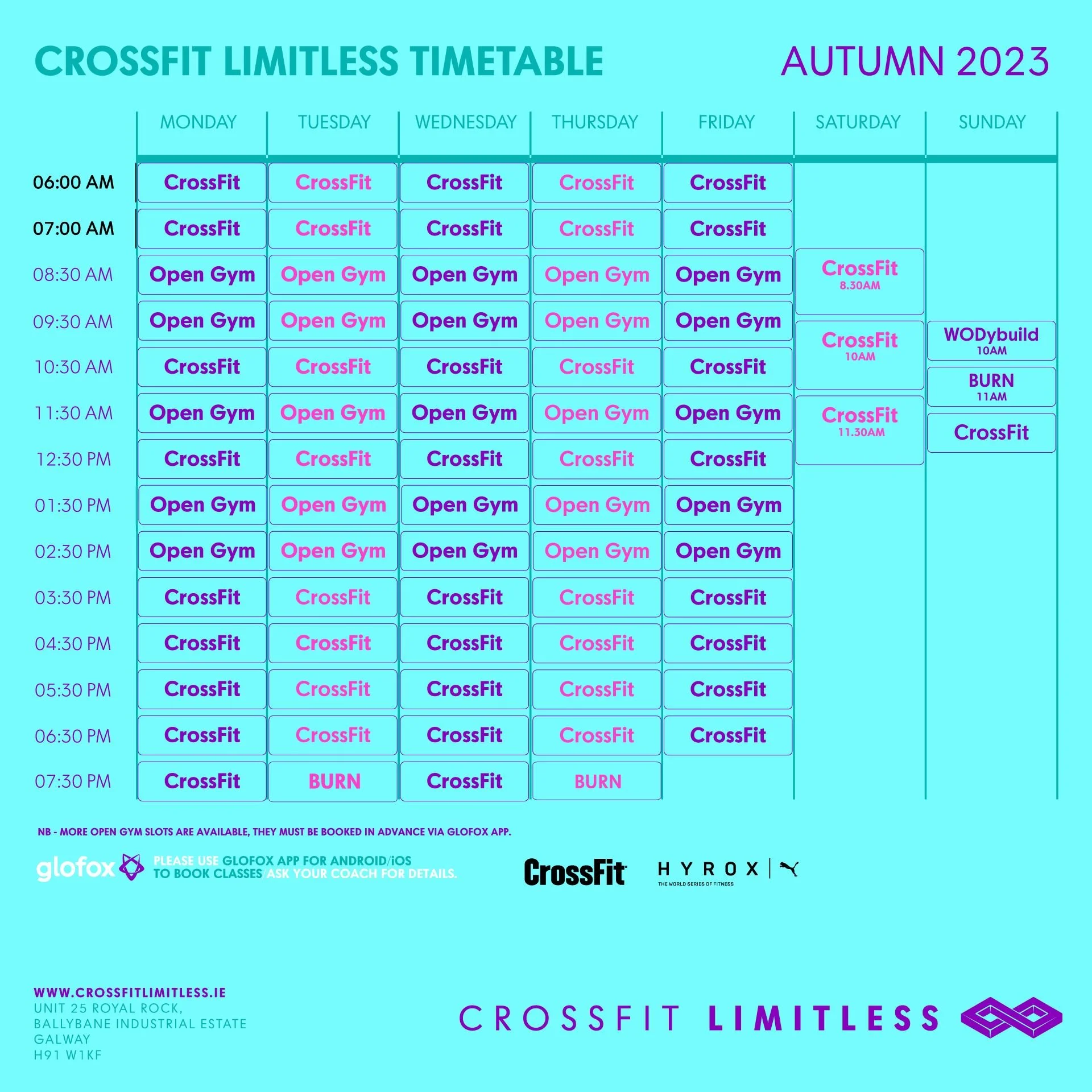 Timetable — CrossFit Limitless | CrossFit in Galway