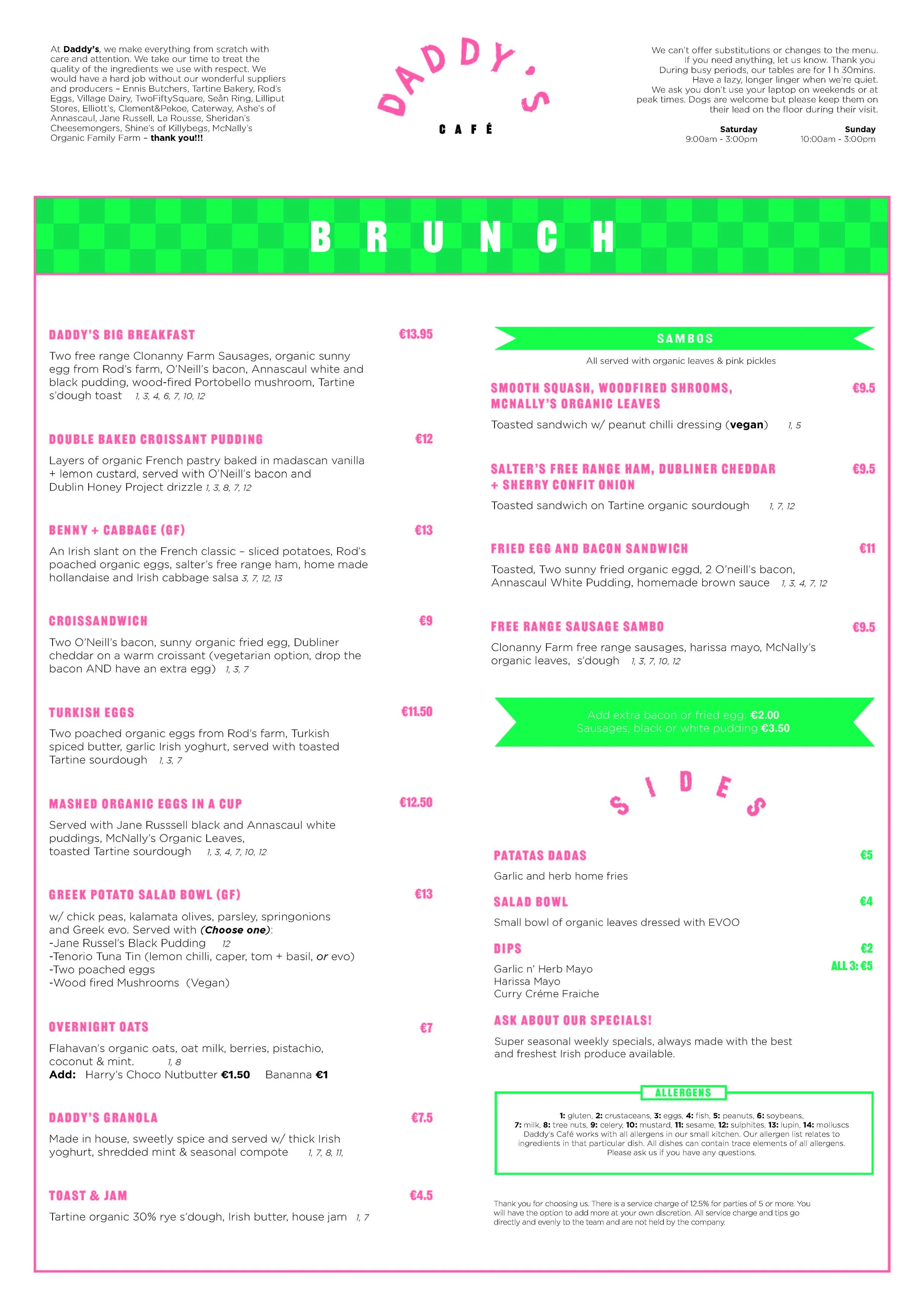 Menu — Daddy's Café