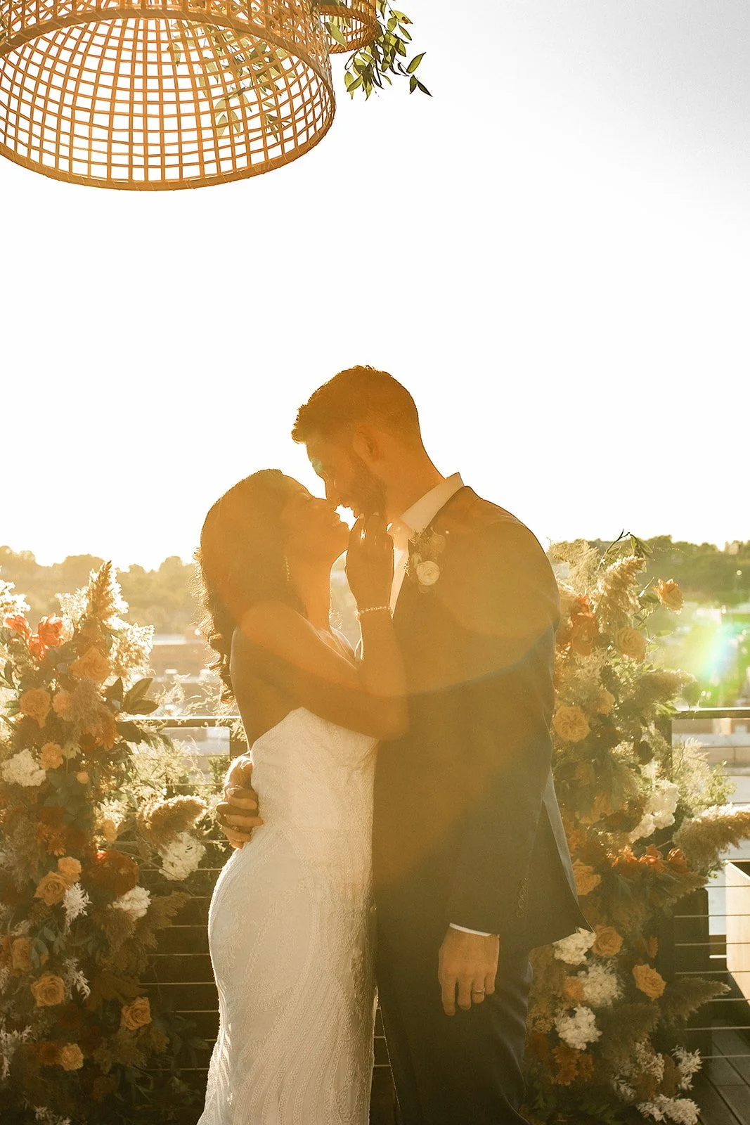 Elegant fall rooftop wedding with a moody toned color palette at ...