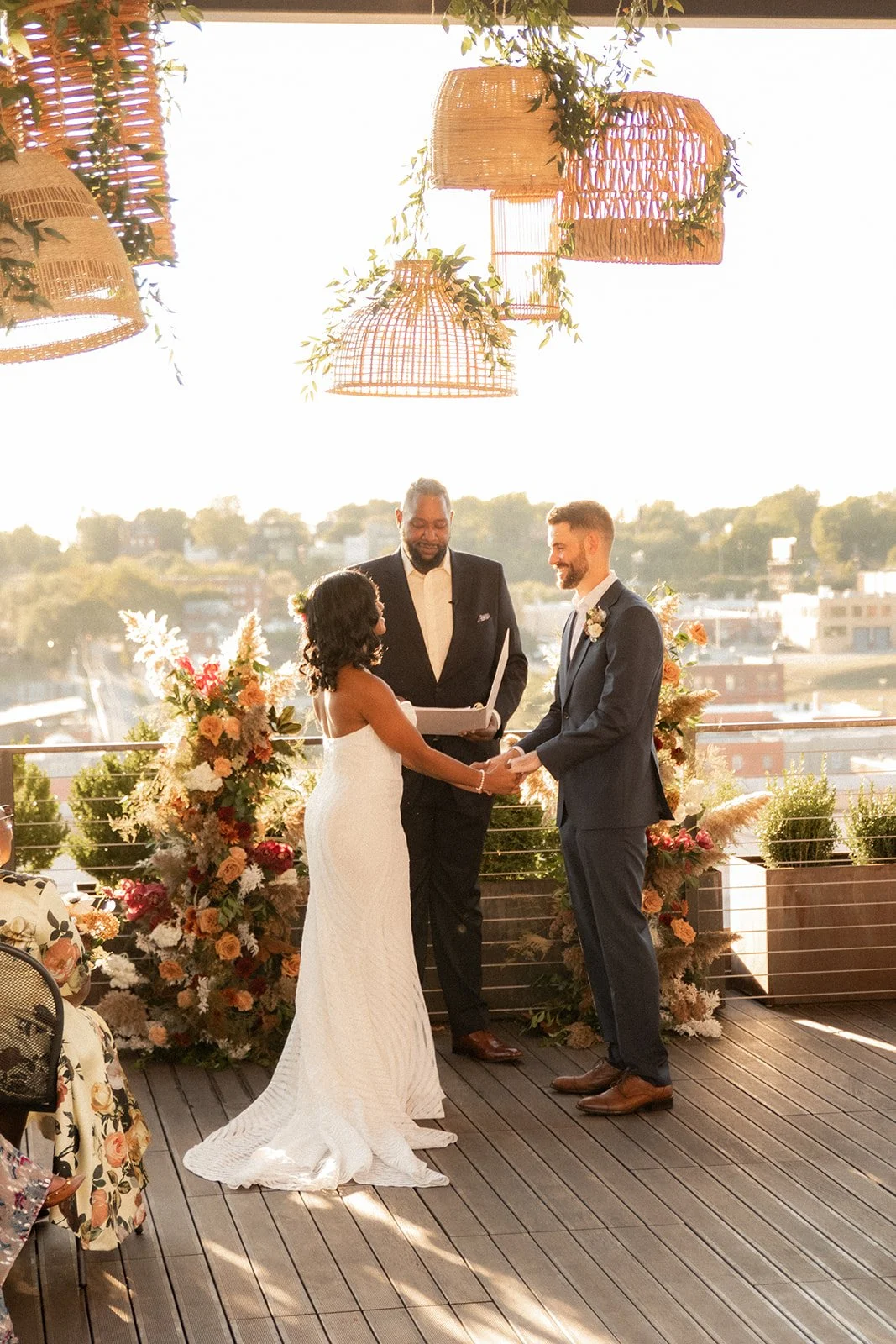 Elegant fall rooftop wedding with a moody toned color palette at ...