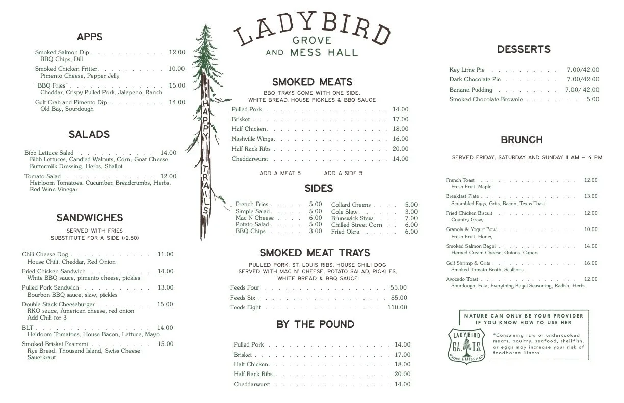 Menu — Ladybird Grove & Mess Hall