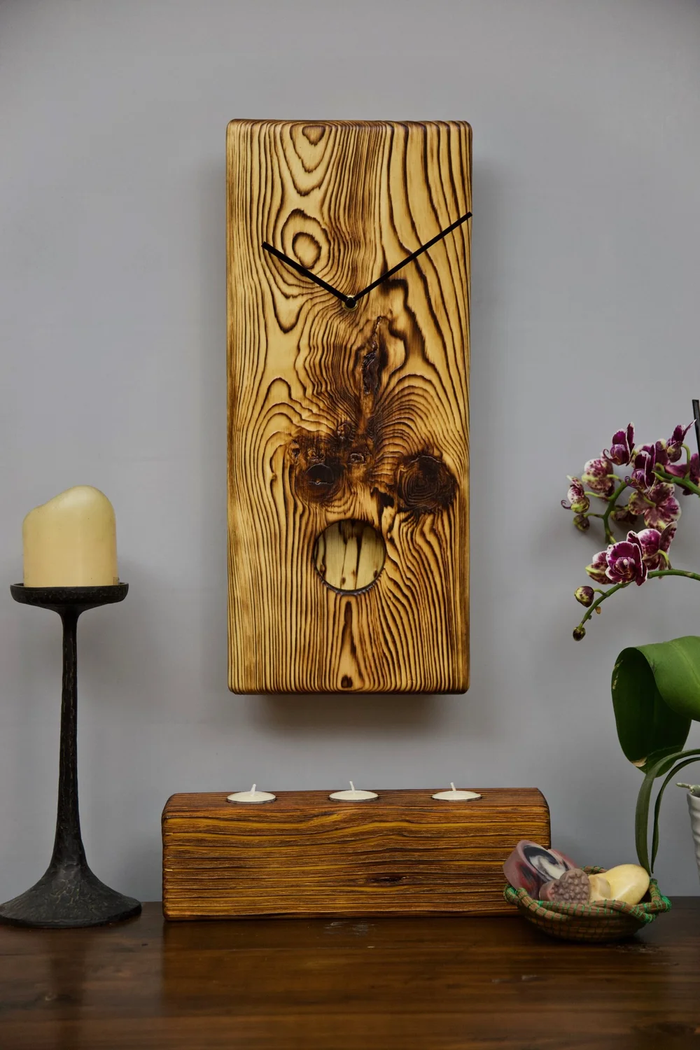 Shou Sugi Ban Wood Clock Art - Mato 0007 — Korzen Designs