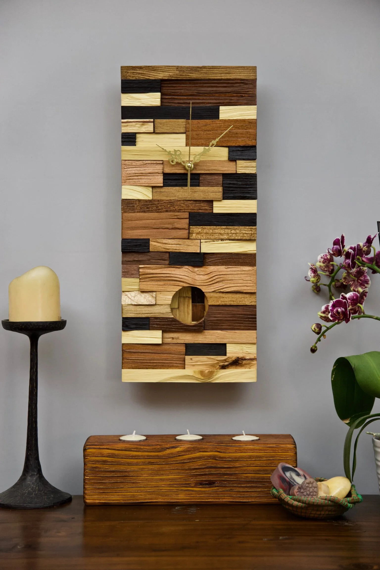 Split Wood Pendulum Clock Art - Torrey 0001 — Korzen Designs