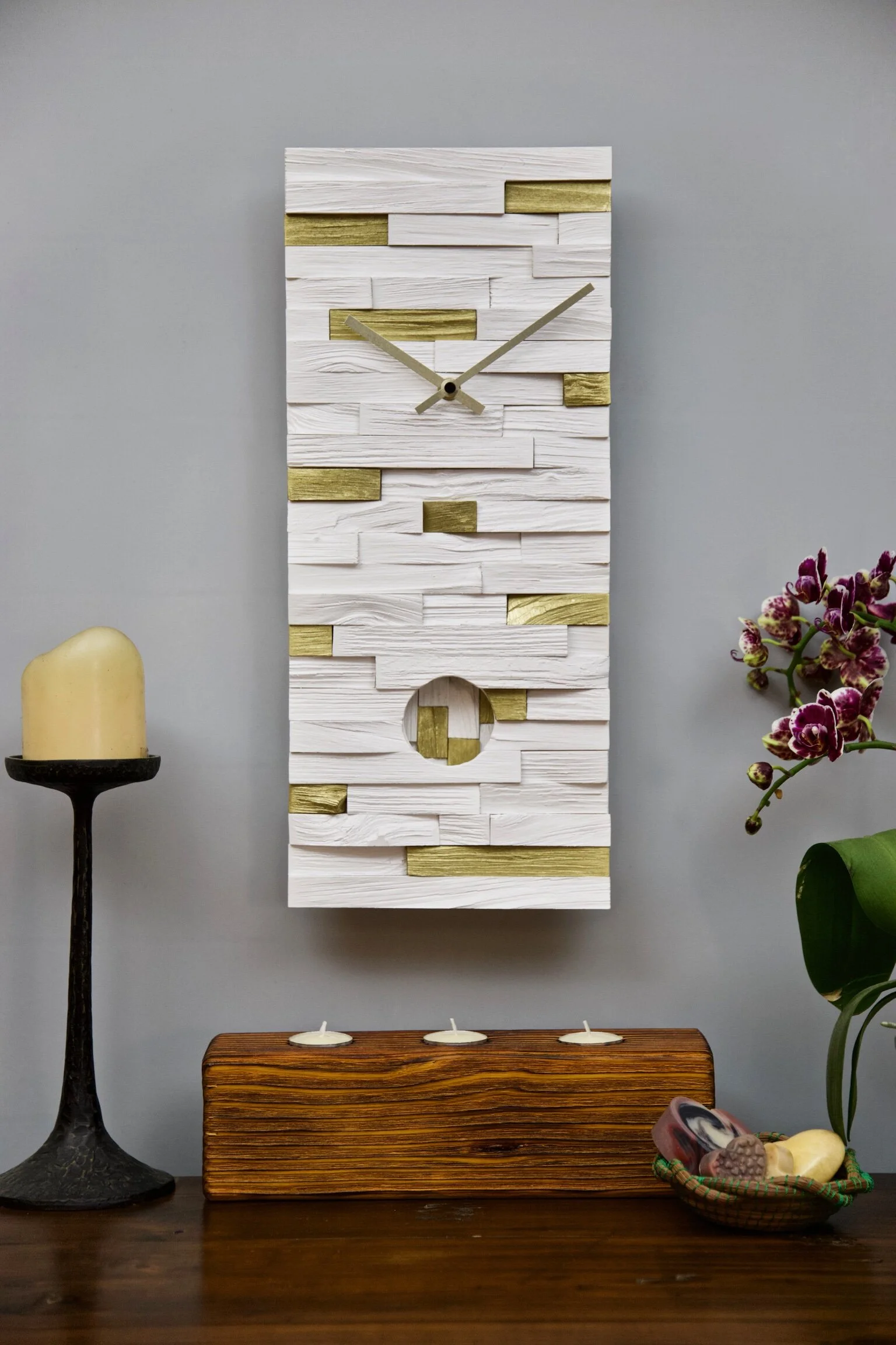 Split Wood Pendulum Clock Art - Grand Johnny 0001 — Korzen Designs