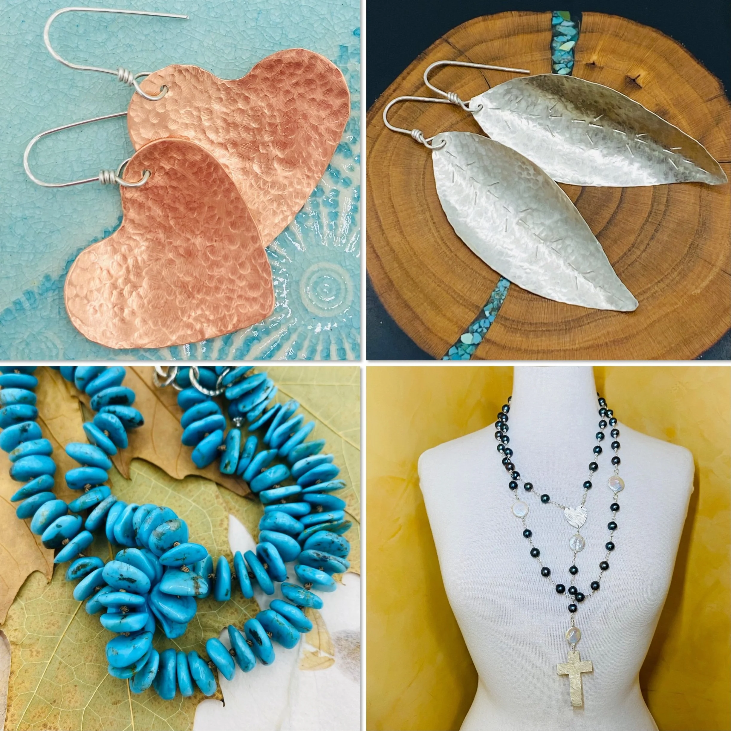B JANECKA hand forged jewelry and free form pottery.