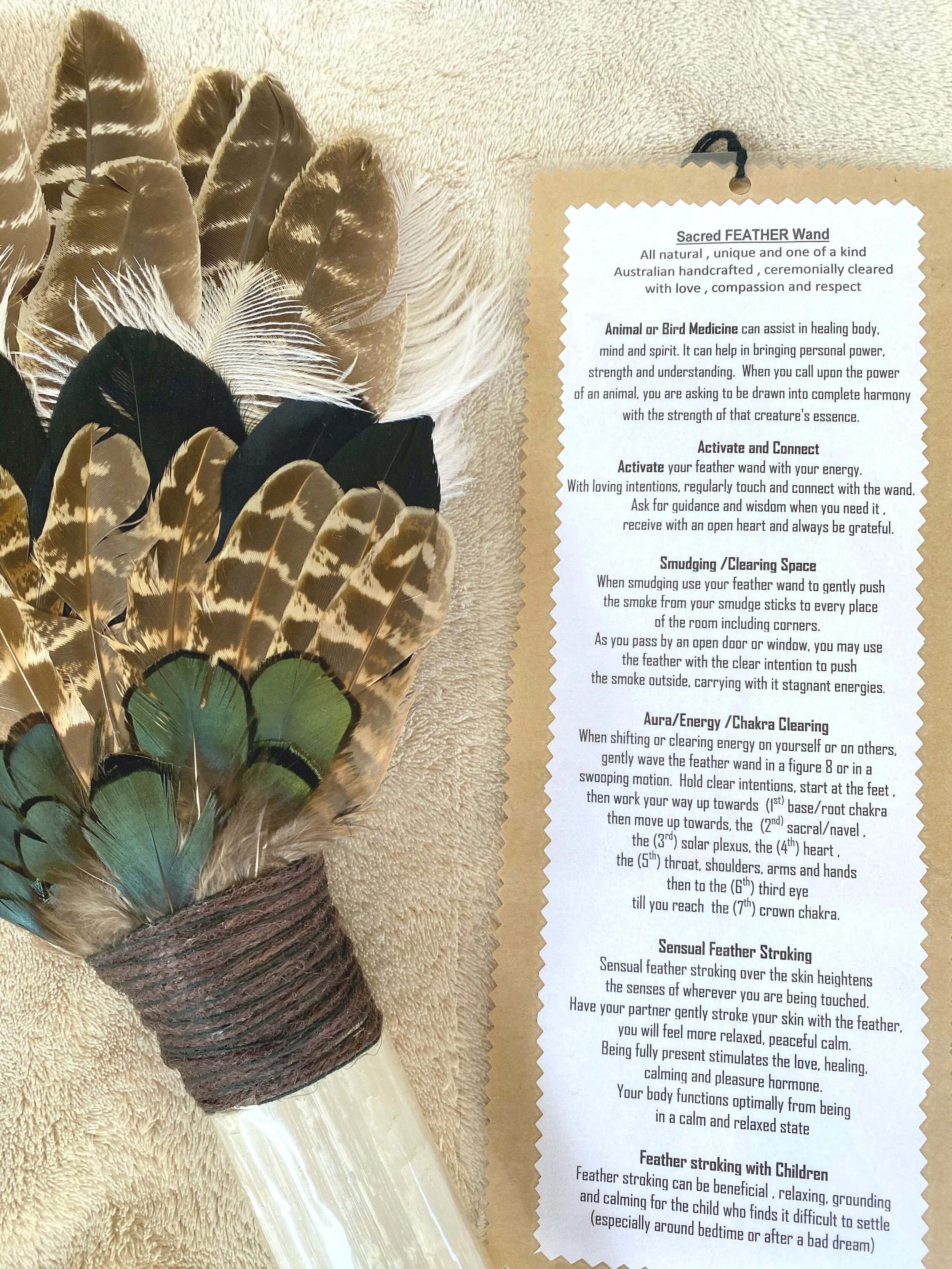 Shamanic Totem Reiki Master Smudge Feather Wand AA2022 — With Good ...