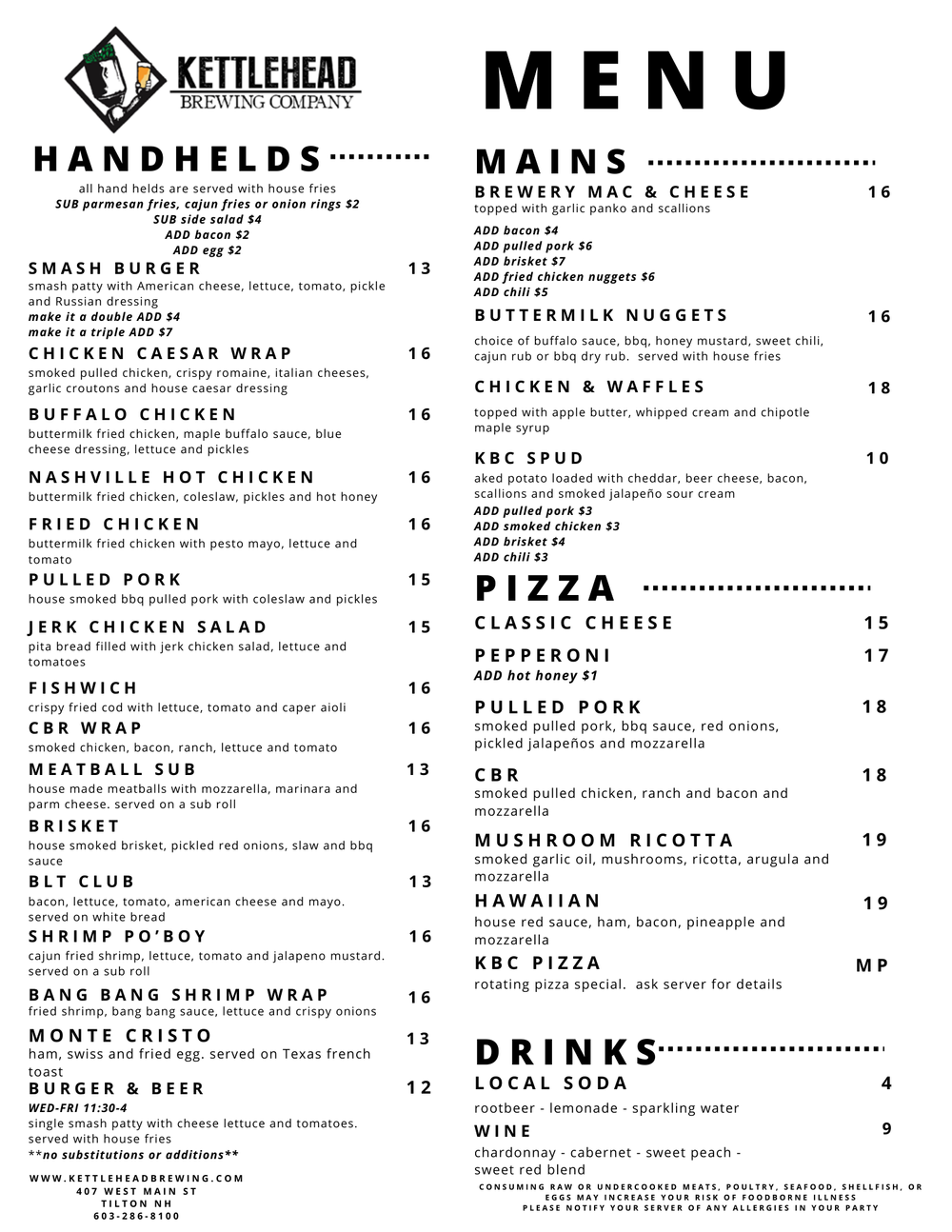 Tilton Location 407 West Main St. — Kettlehead Brewing Company
