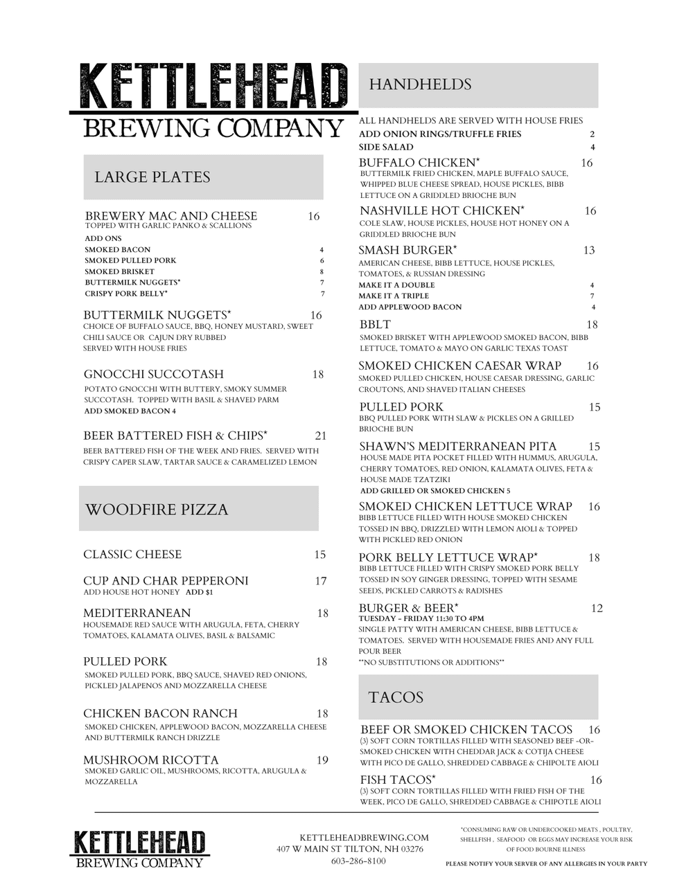 Tilton Location 407 West Main St. — Kettlehead Brewing Company