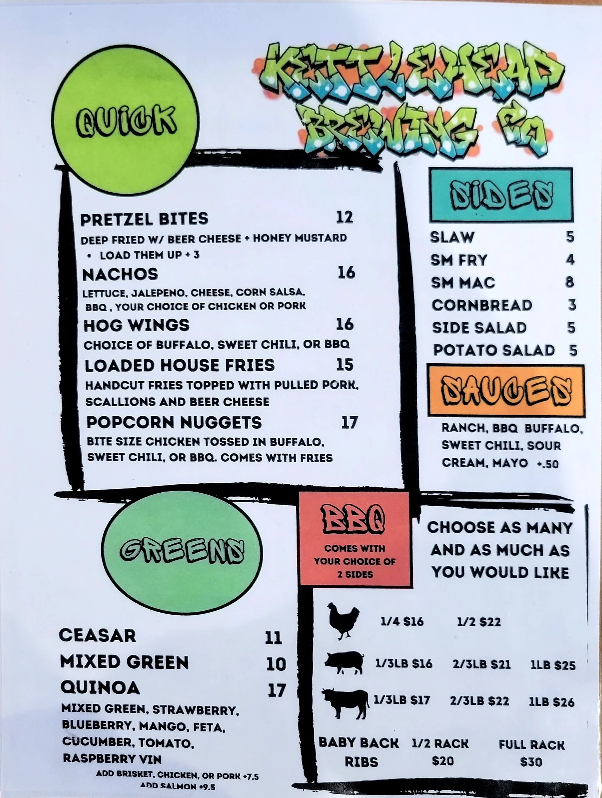 Tilton Menu — Kettlehead Brewing Company