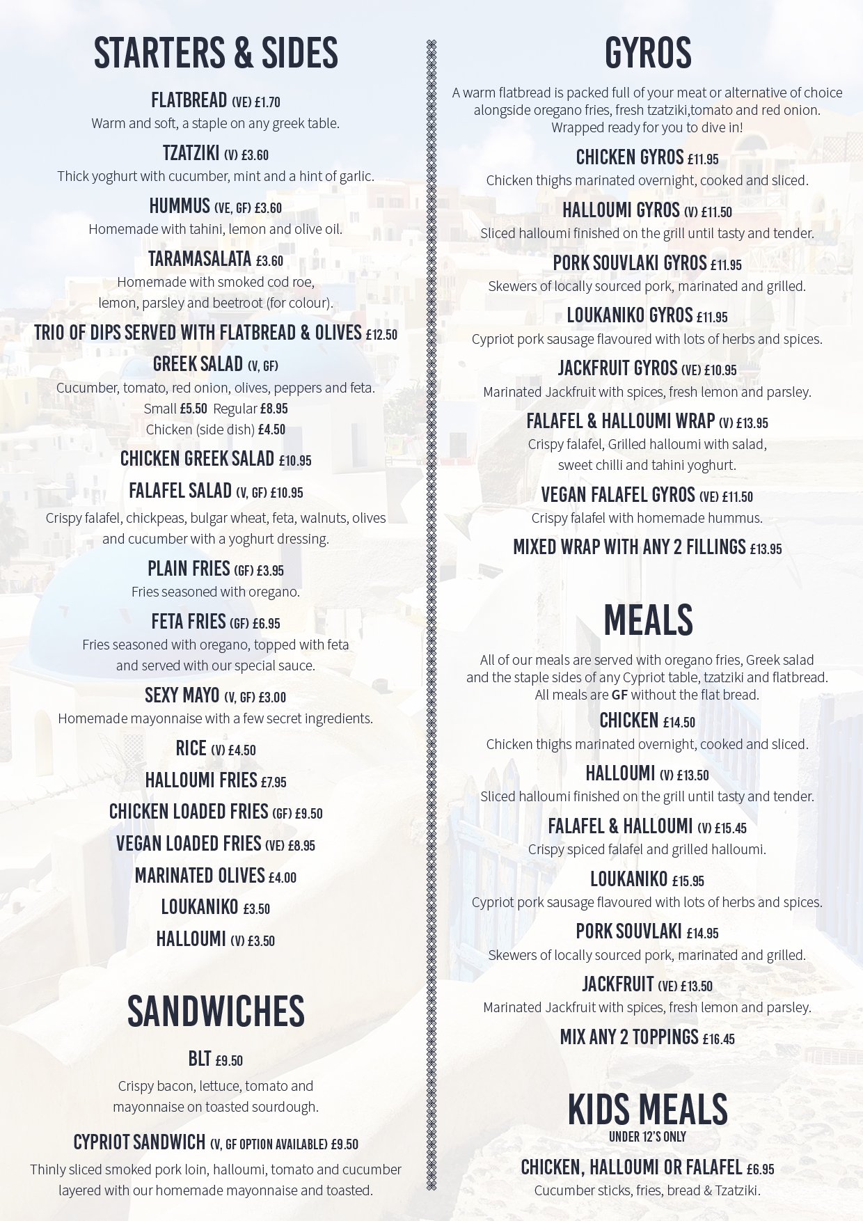 Menu — Beba's Modern Greek