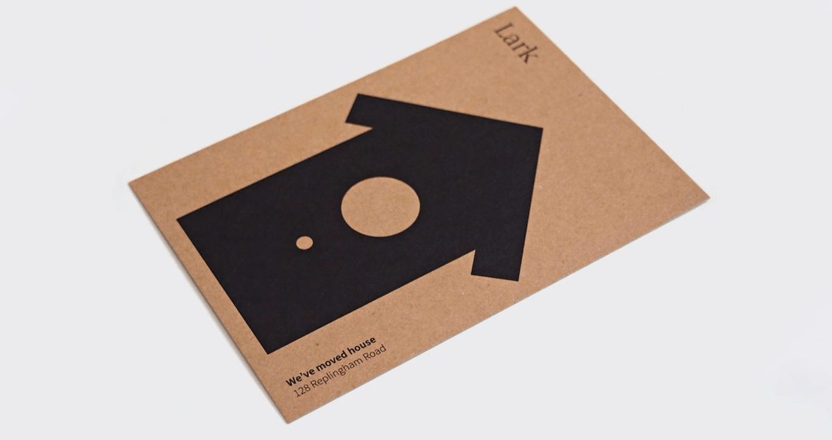 A creative design studio moving card