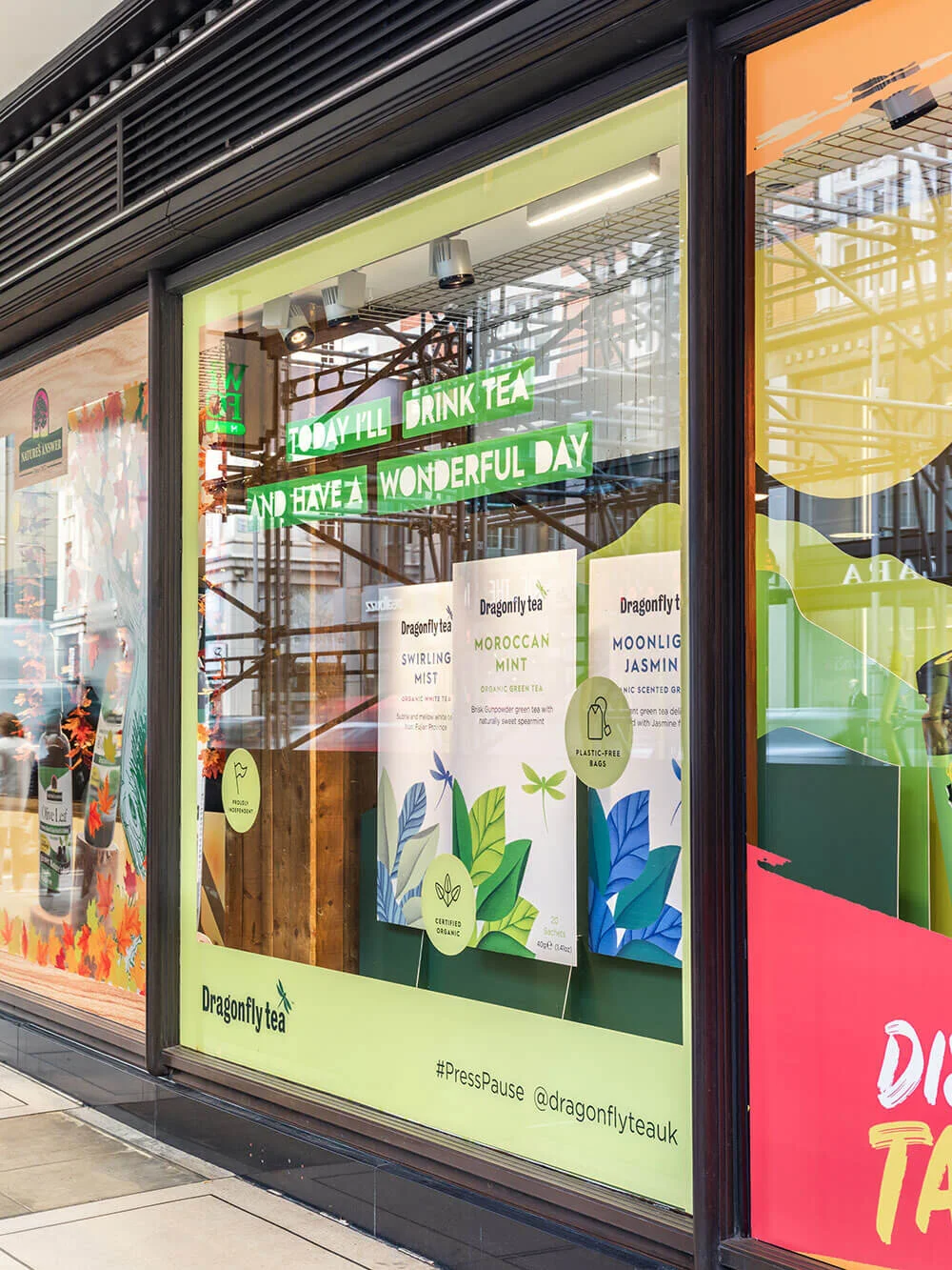 Whole Foods window display for Dragonfly Tea | Branding and Design ...