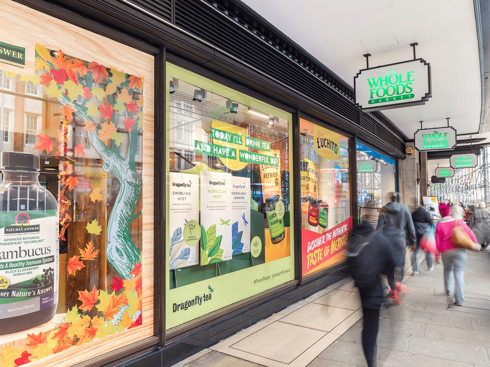 Whole Foods window display for Dragonfly Tea | Branding and Design ...