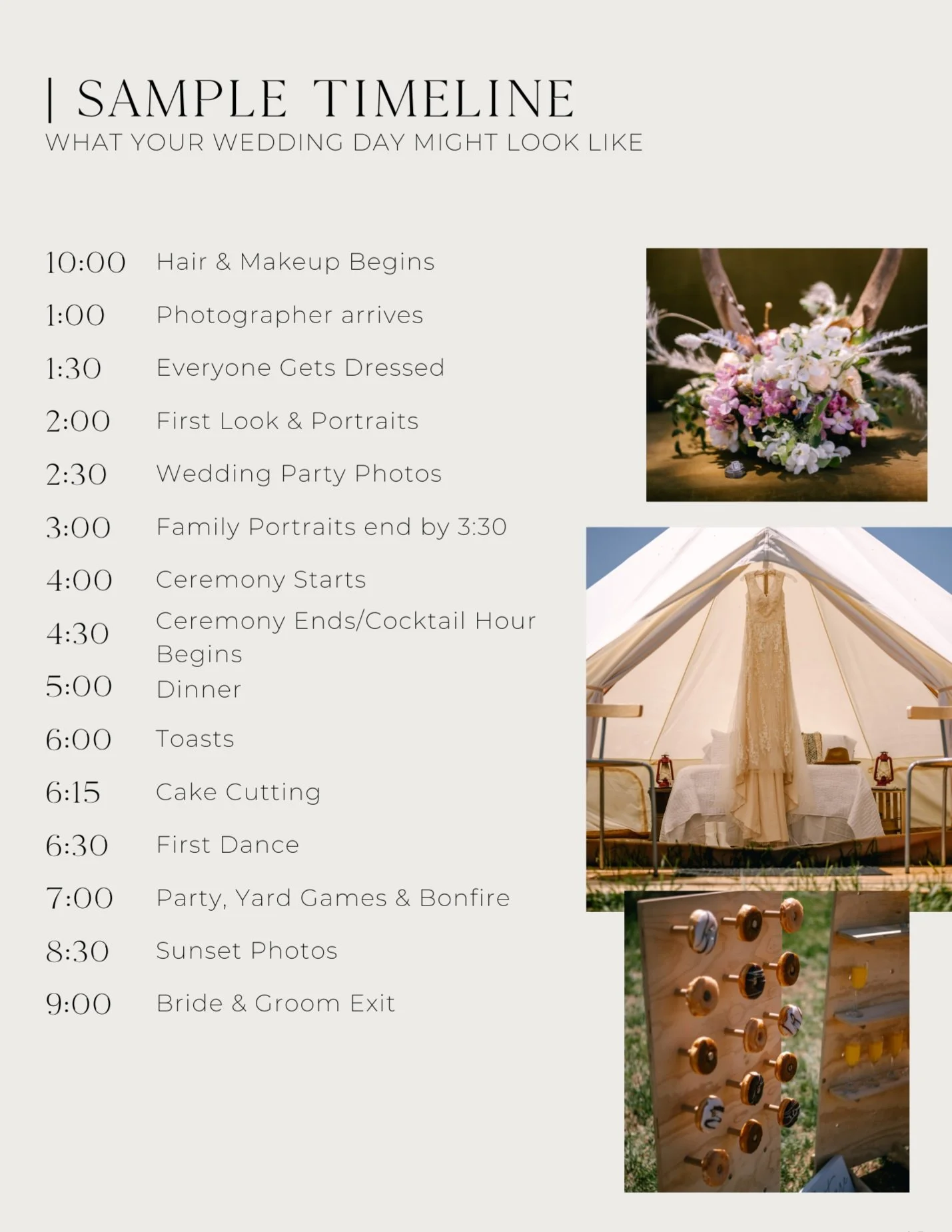 Wedding Day Timeline Sample — Jessica Powell Photo