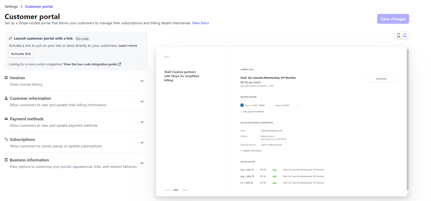 Searchie: How to Create a Stripe Customer Portal — Shell Creative