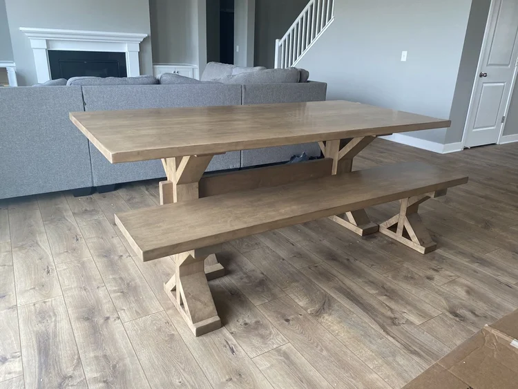 Custom Stained Maple X Trestle Table-2 — Anderson Woodworking