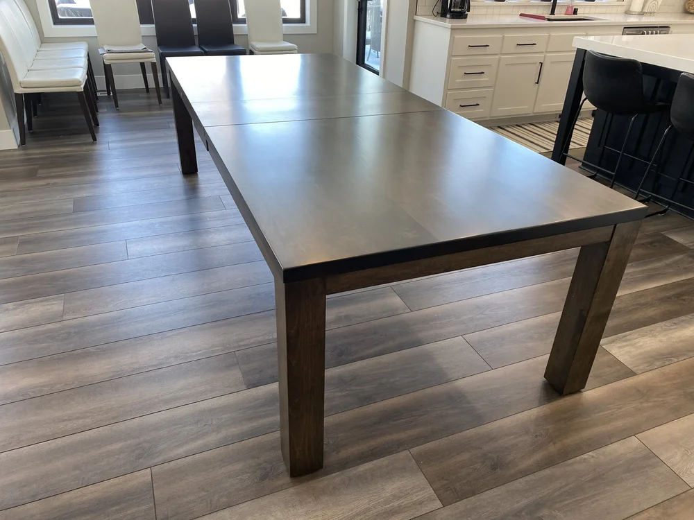 Custom 4 Post Stained Extension Maple Table — Anderson Woodworking
