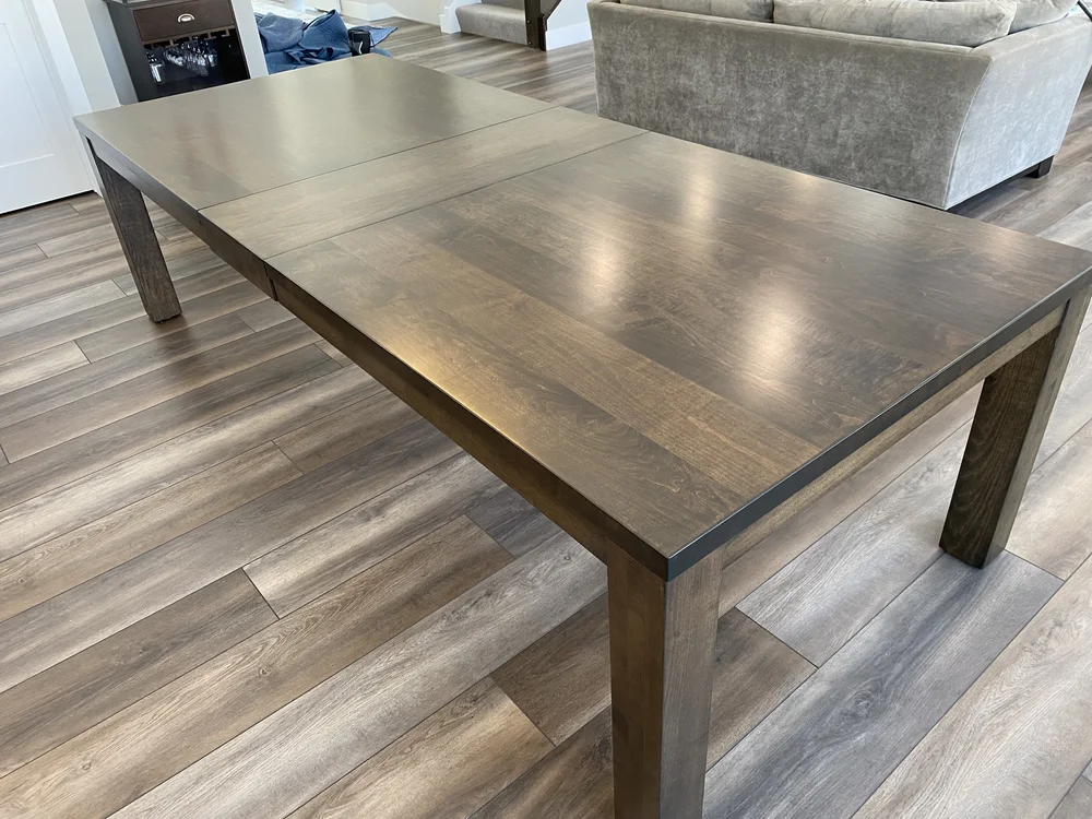 Custom 4 Post Stained Extension Maple Table — Anderson Woodworking