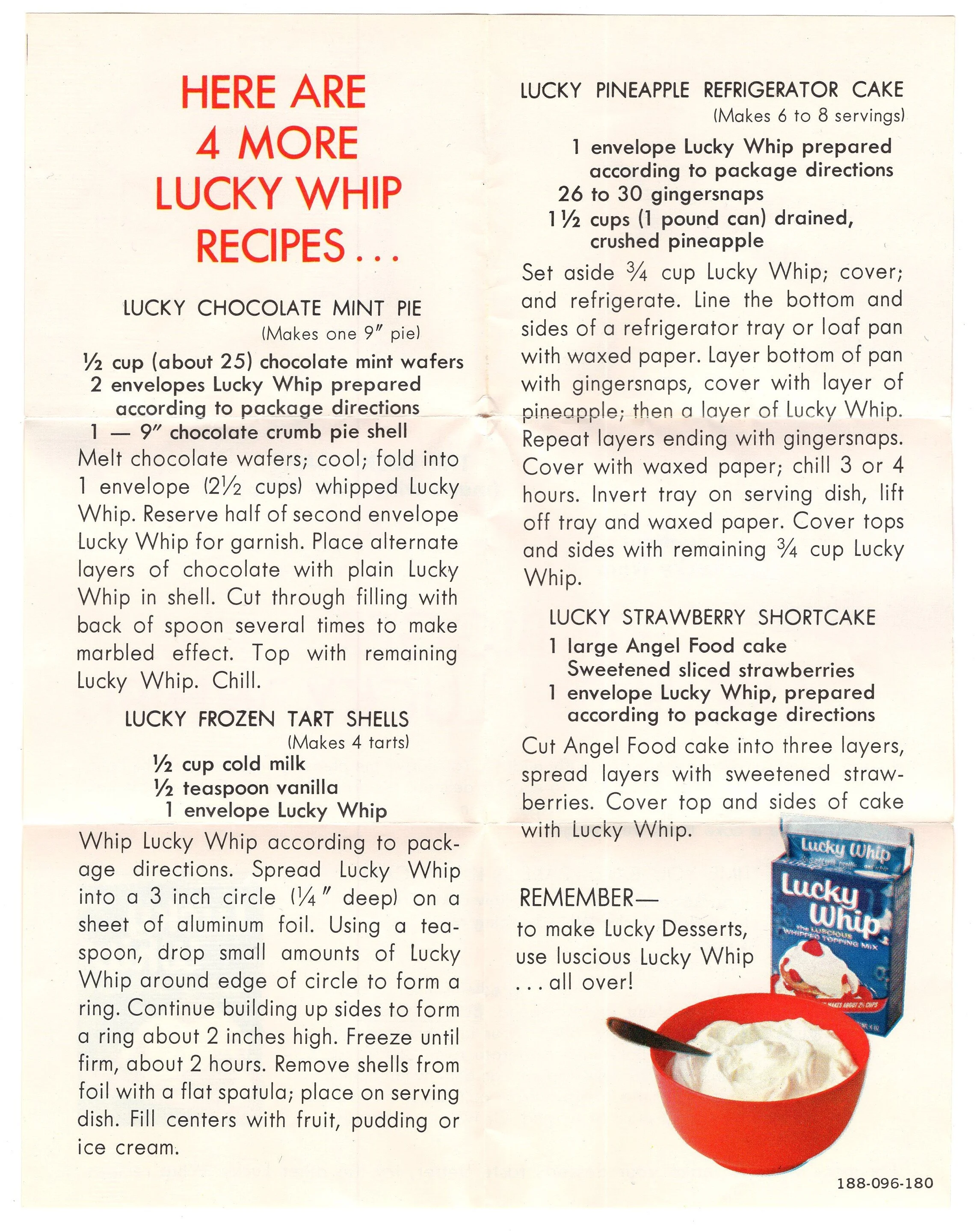 Lucky Whip Desserts — June's Very Good Recipes