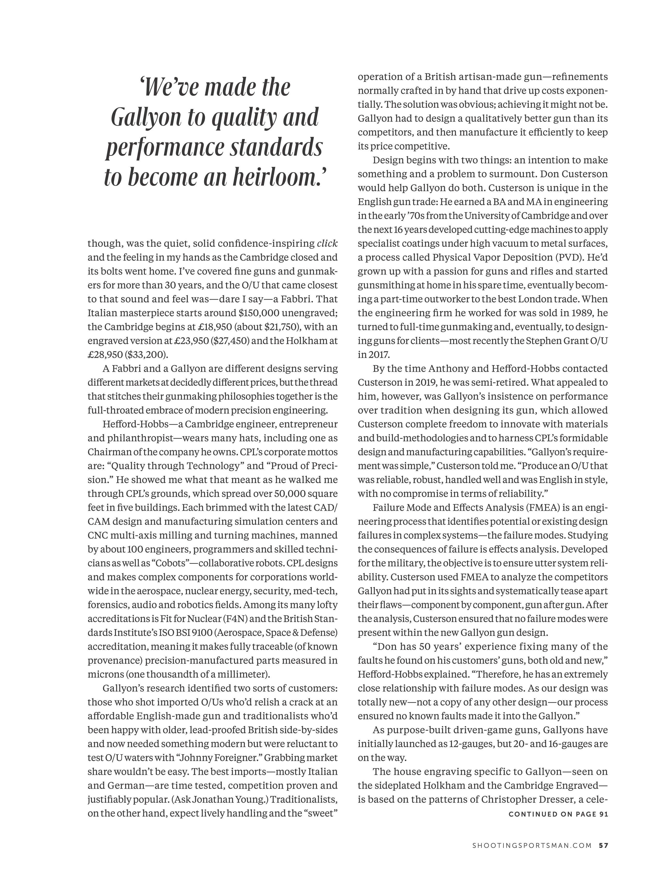 Shooting sportsman gallyon cover story — GALLYON