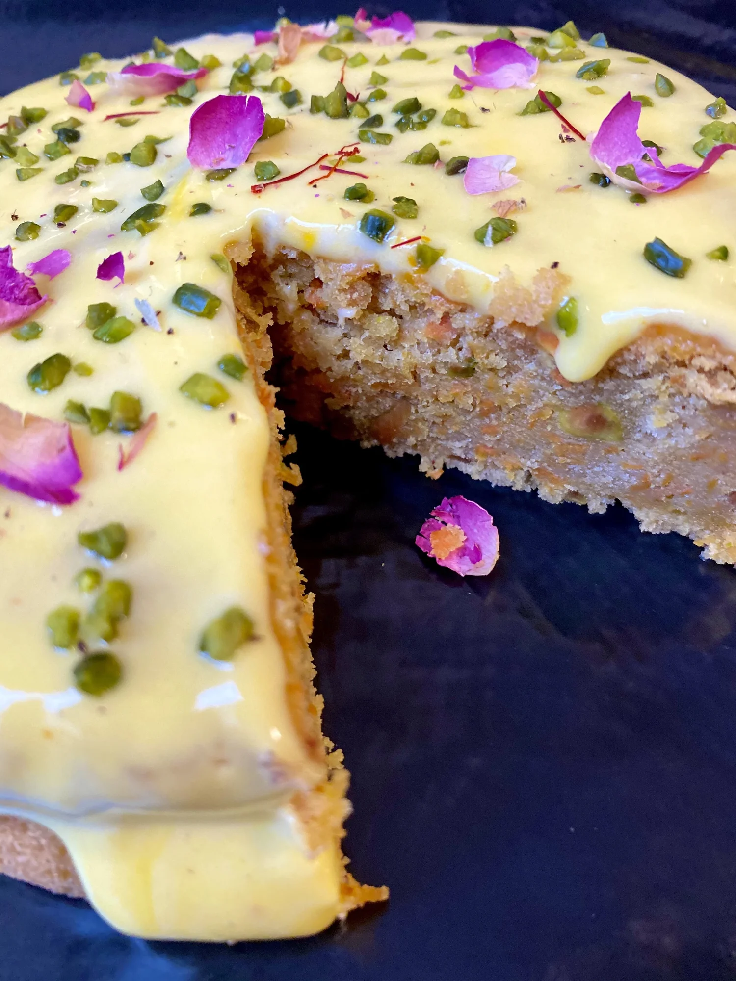 Persian Carrot-Pistachio Cake with Saffron Glaze — Pinch of Mania
