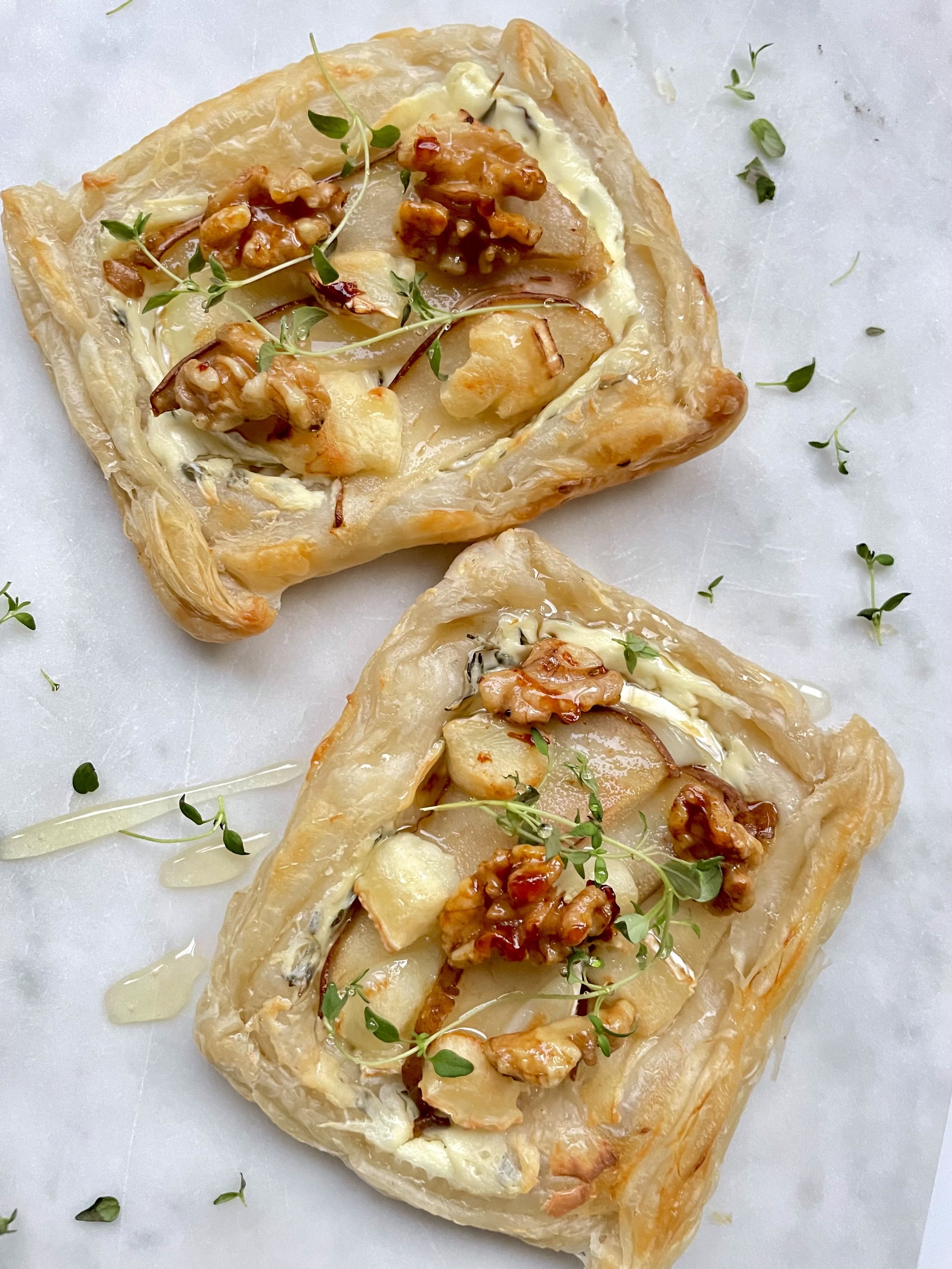 Pear & Goat’s Cheese Puff Pastry Tarts — Pinch of Mania