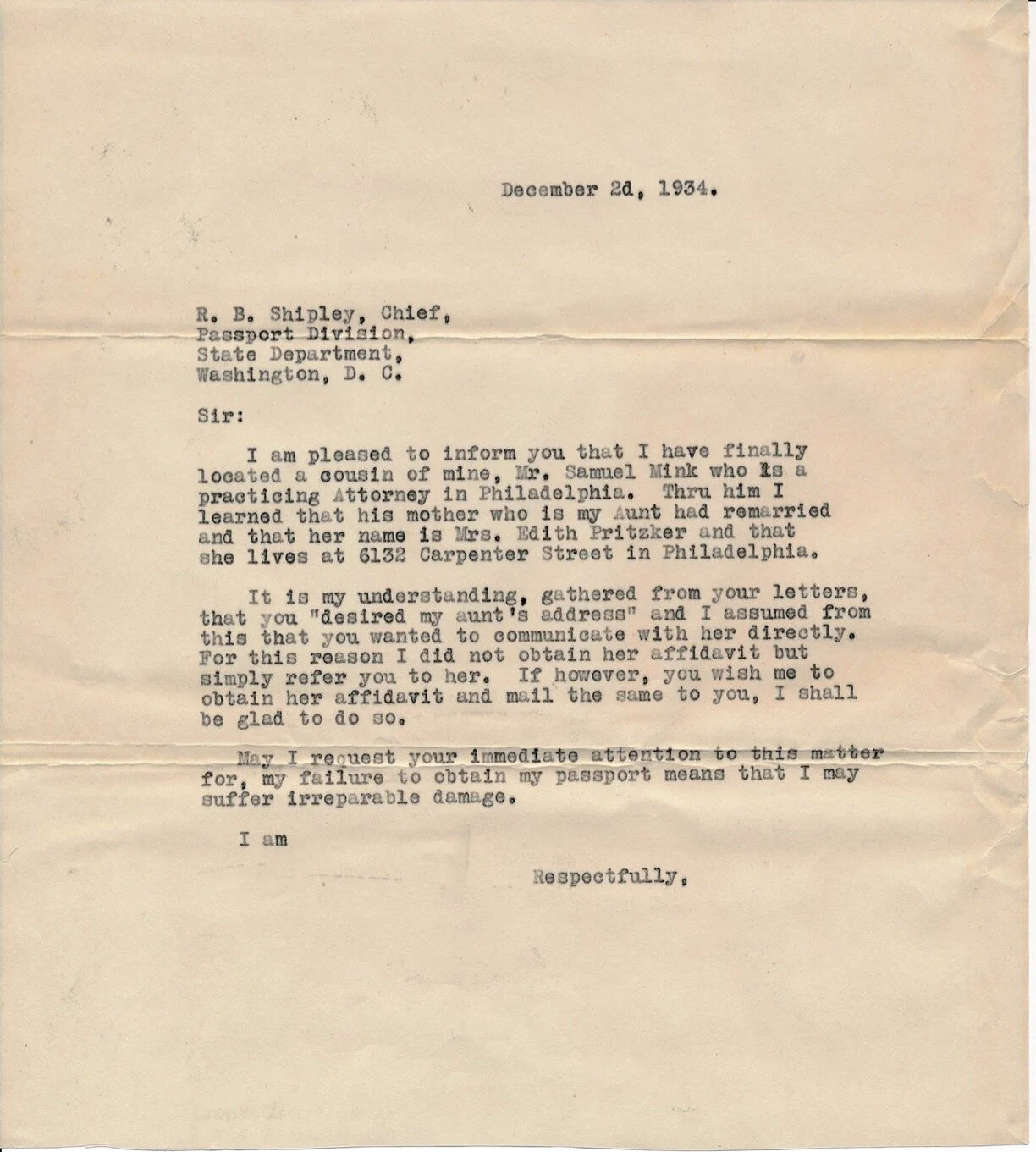 George Mink in the 30’s — The Mink/Sherer Family Story