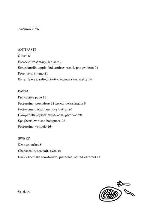Pici Menu | Pici