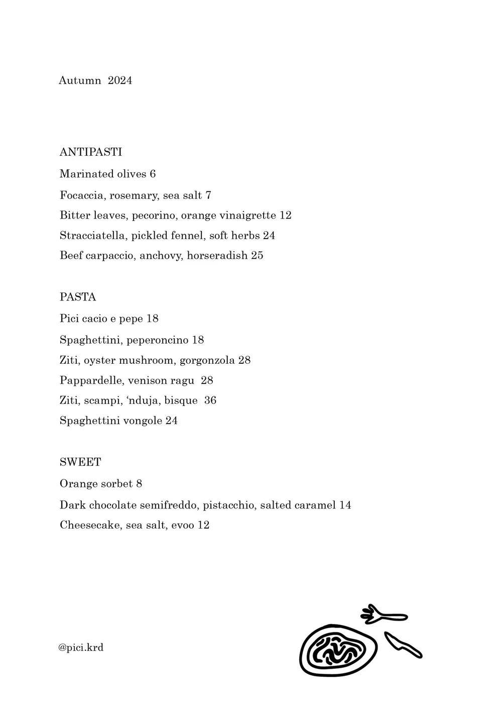 Pici Menu | Pici