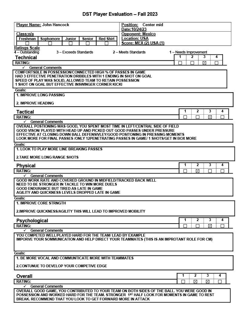 Match Analysis — Dayes Soccer Training