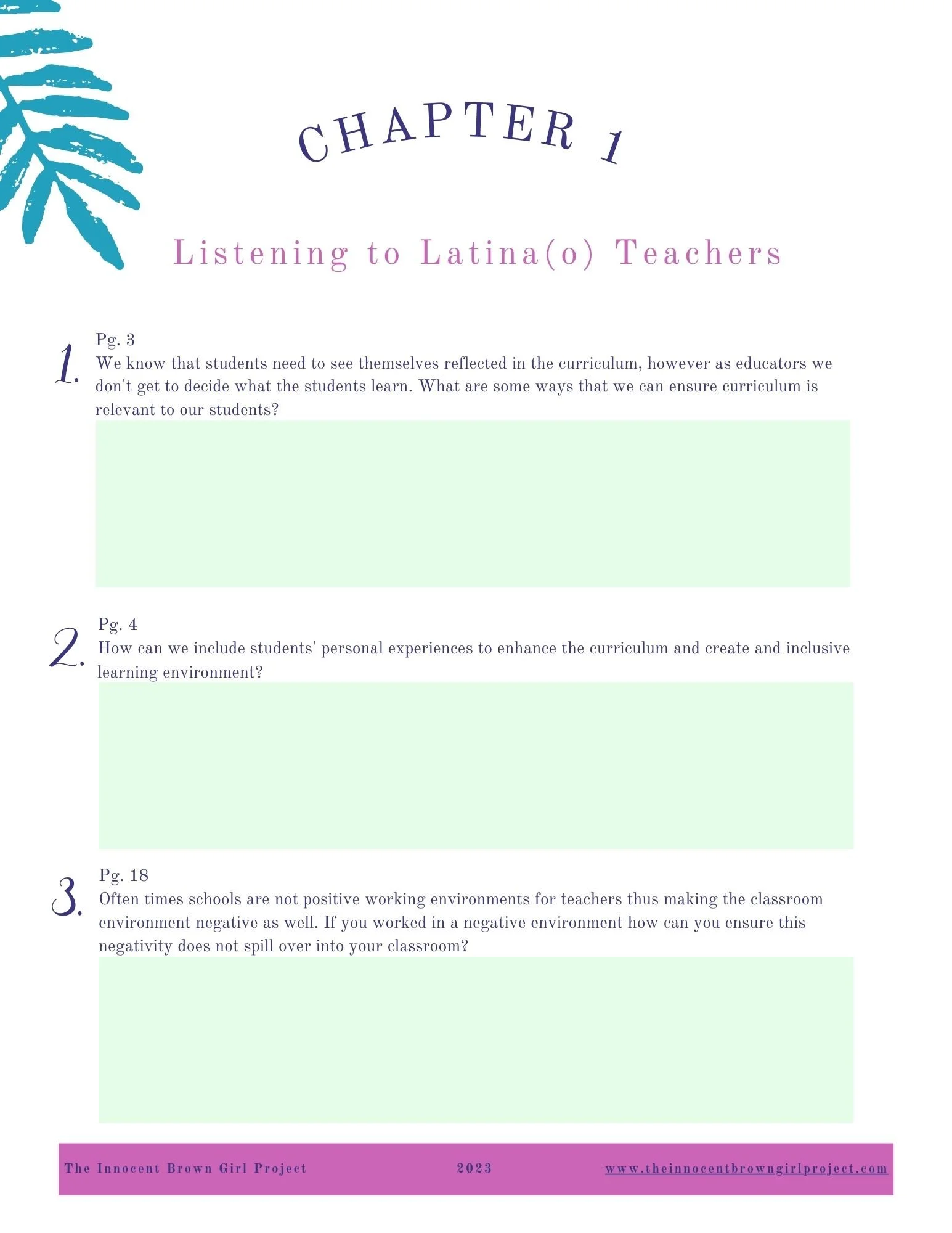 "Learning From Latino Teachers" Book Study Guide — The Innocent Brown ...