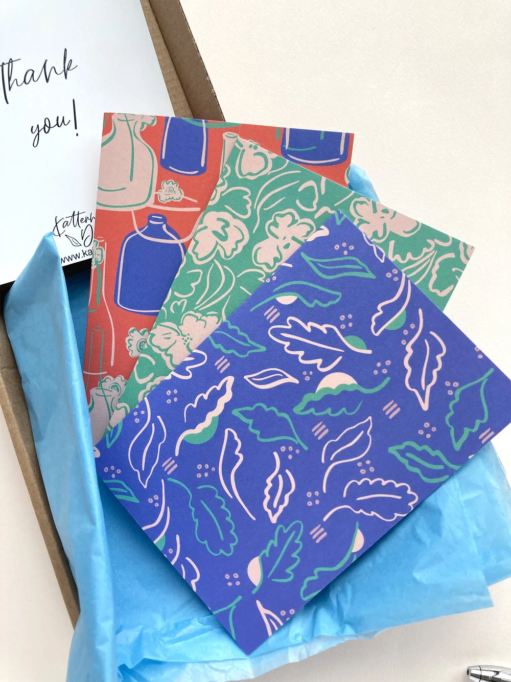 A6 recycled pocket notebook set plain or lined pages blue watercolour ...