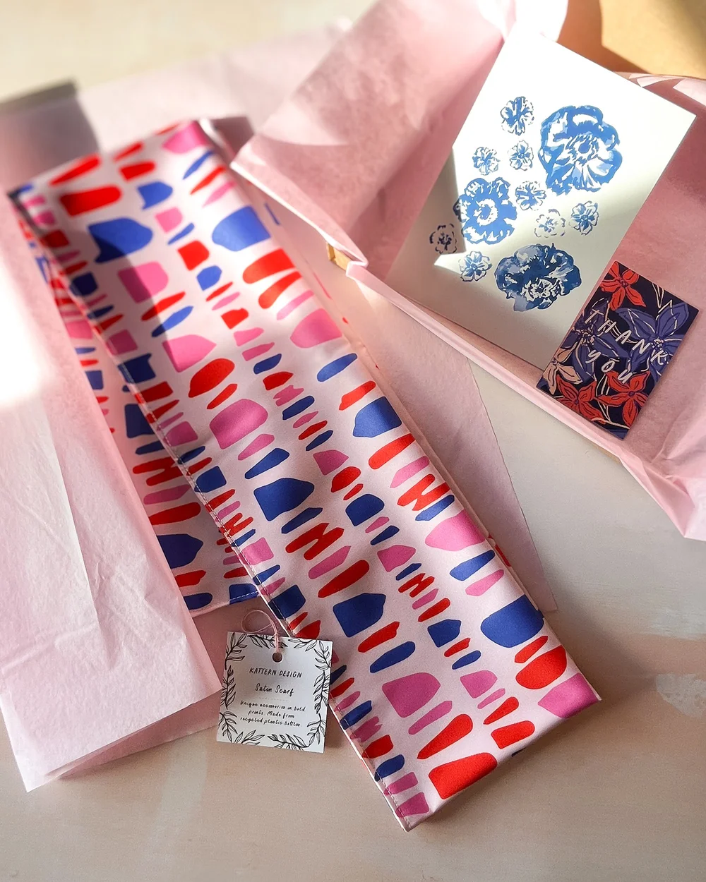 Handmade Dahlia Flower Print Satin Scarf Made from Recycled Fabric from ...